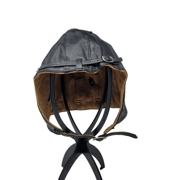 Vintage | Accessories | Aviator Black Leather Cap Motorcycle Helmet ...
